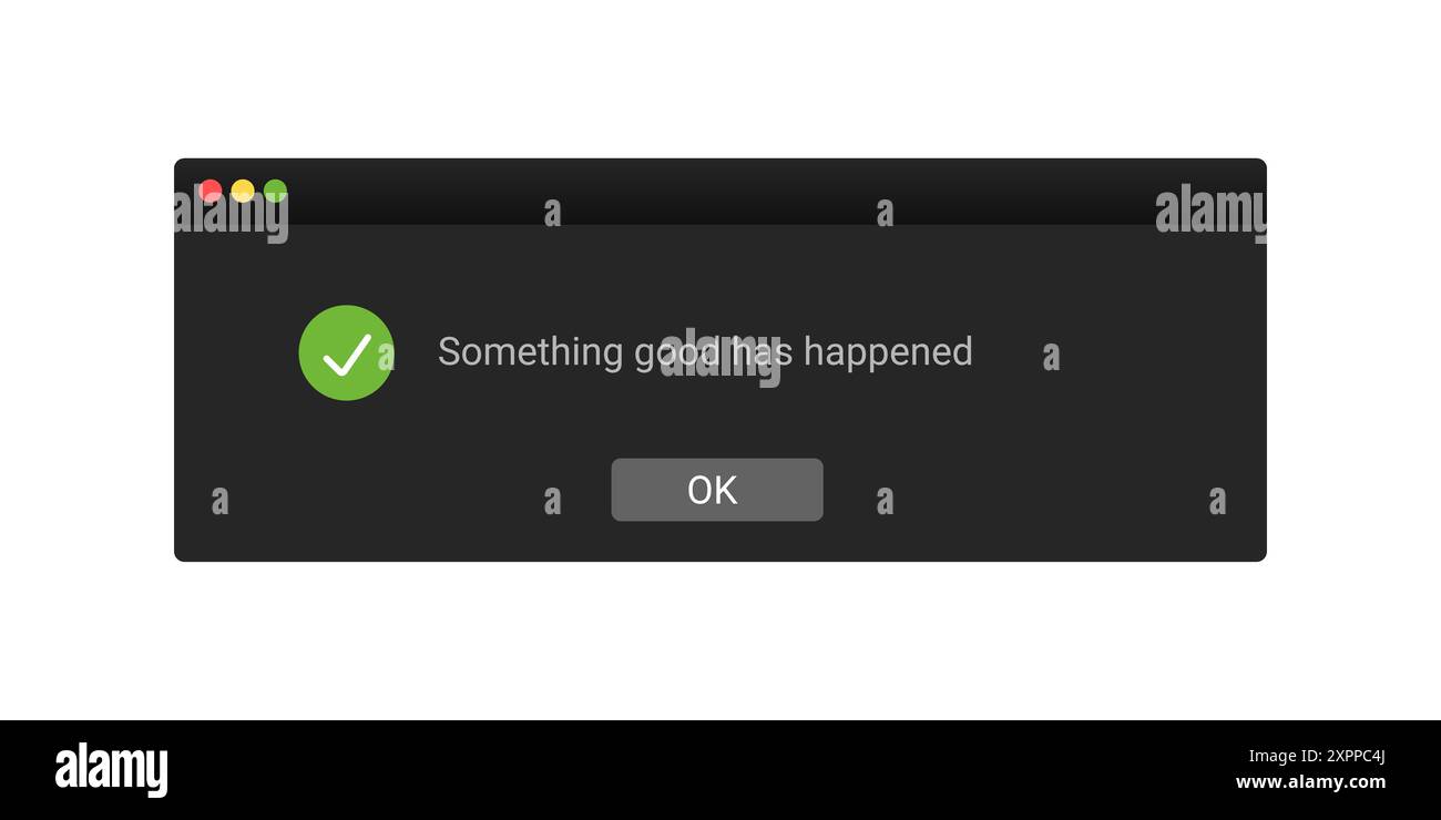 Modern success notification in black color with information Stock ...