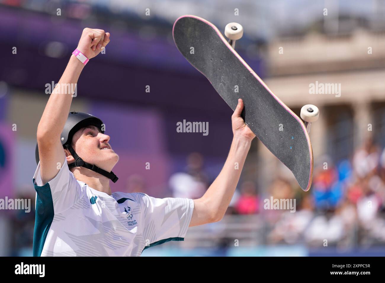 Australia's Keefer Wilson reacts after his second run during the men's ...