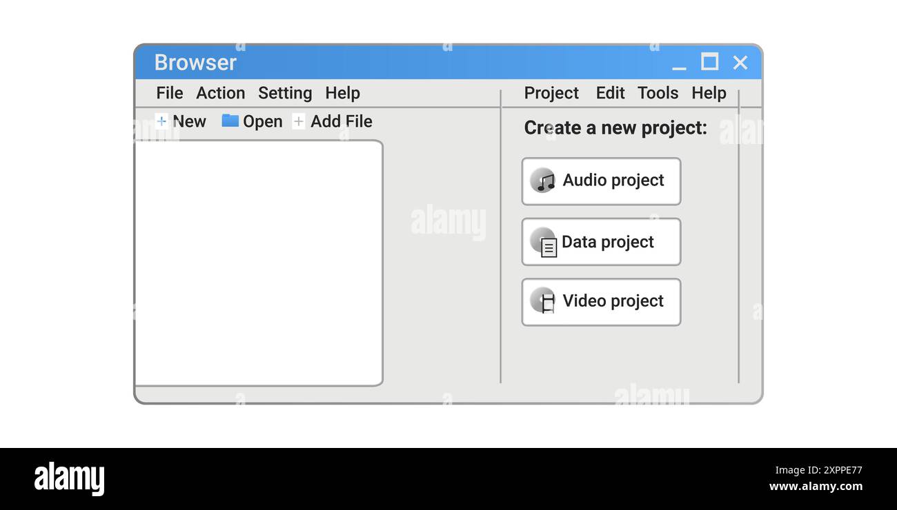 Old internet browser window with options. Retro website page in retro ...