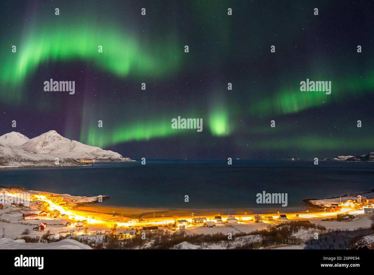 Aurora borealis or Northern lights in the sky over Tromso - Norway ...