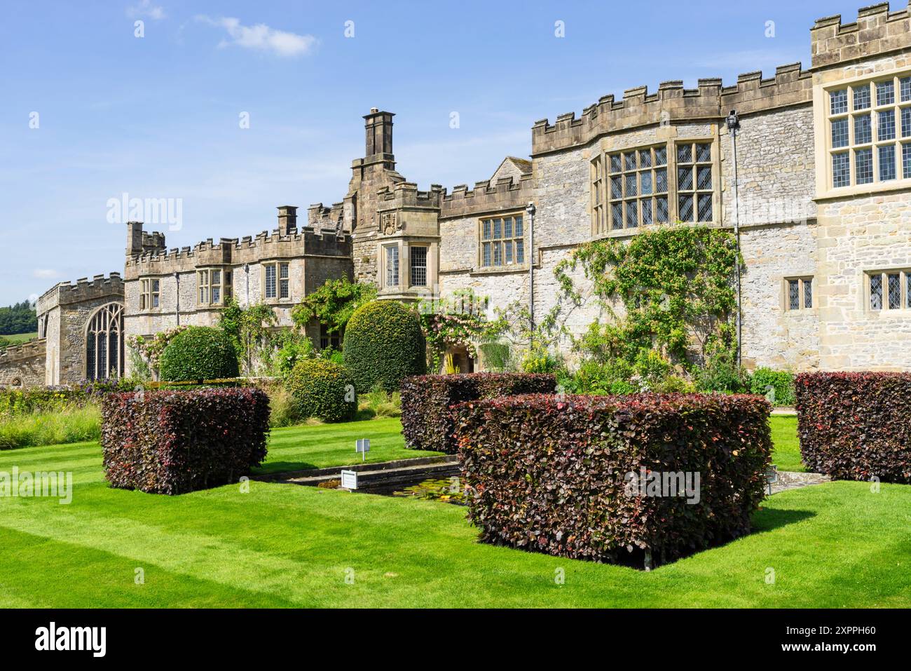 Haddon Hall Derbyshire - Haddon Hall gardens and rear view of the manor ...