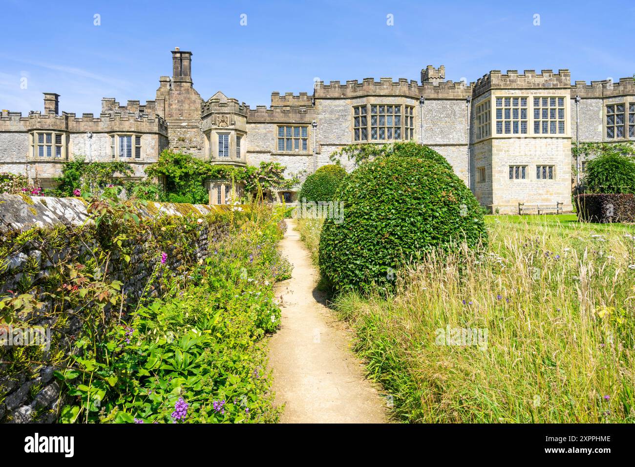 Haddon Hall Derbyshire - Haddon Hall gardens with new wildflower meadow ...