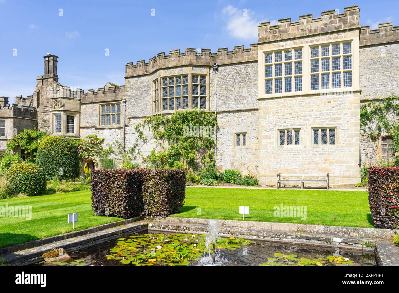 Haddon Hall Derbyshire - Haddon Hall gardens and rear view of the ...