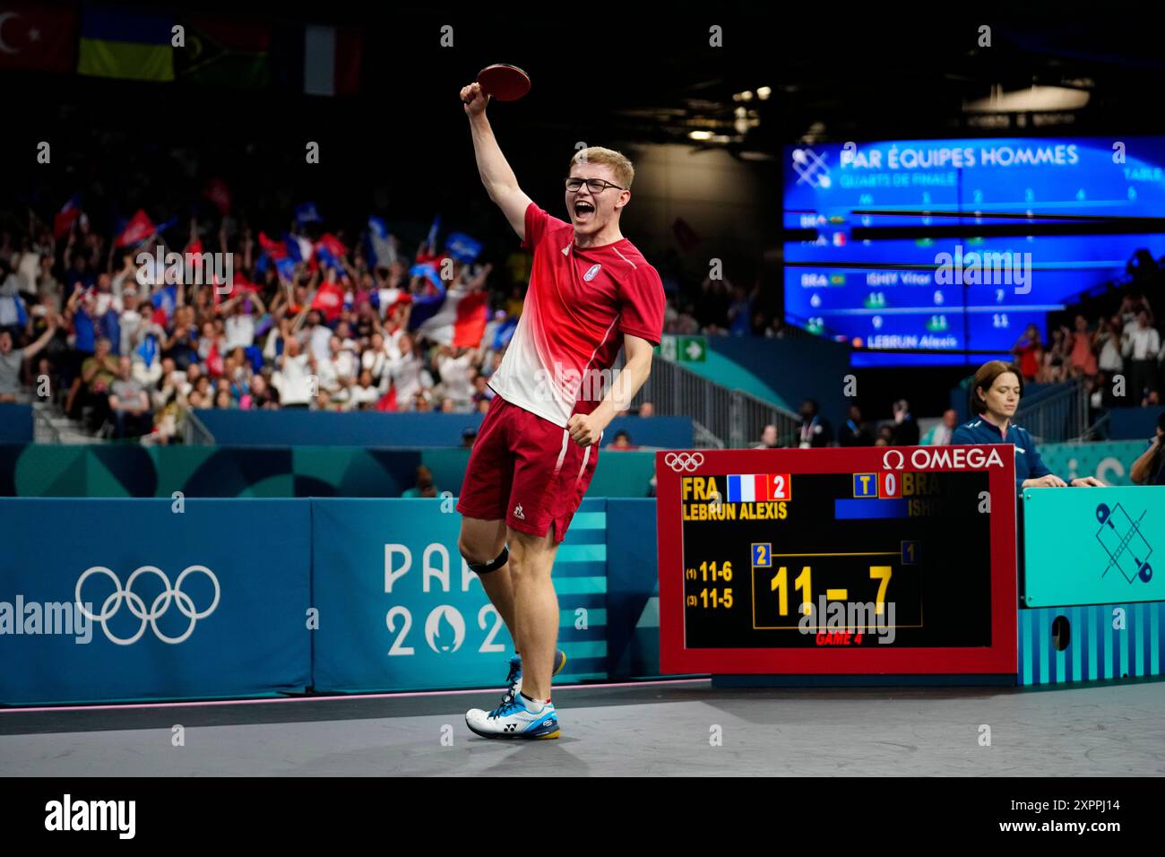 France's Alexis Lebrun celebrates after defeating Brazil's Vitor Ishiy ...