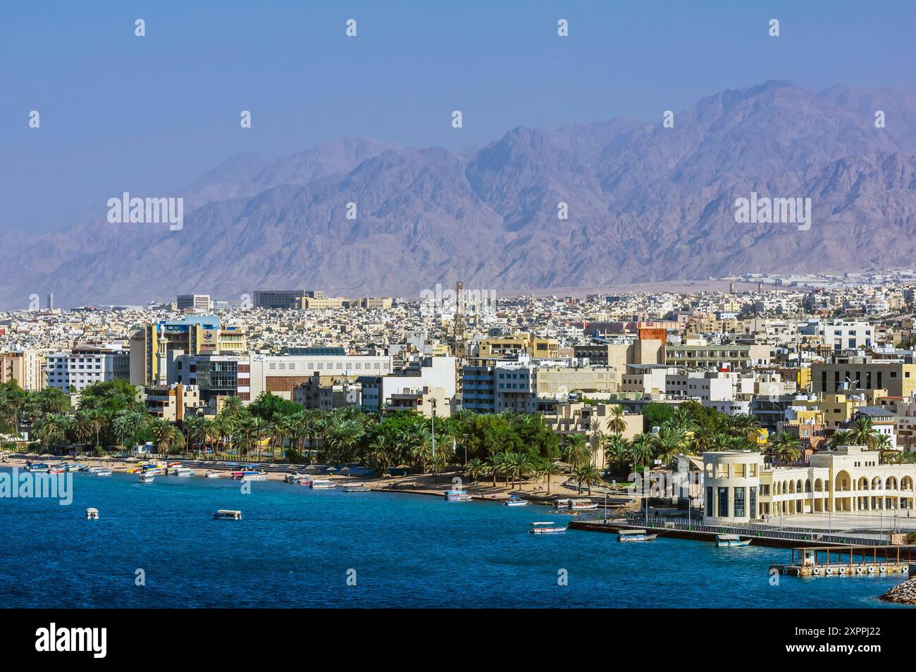 View of the city of Akaba (aqaba) in Jordan, a seaport on the Gulf of ...