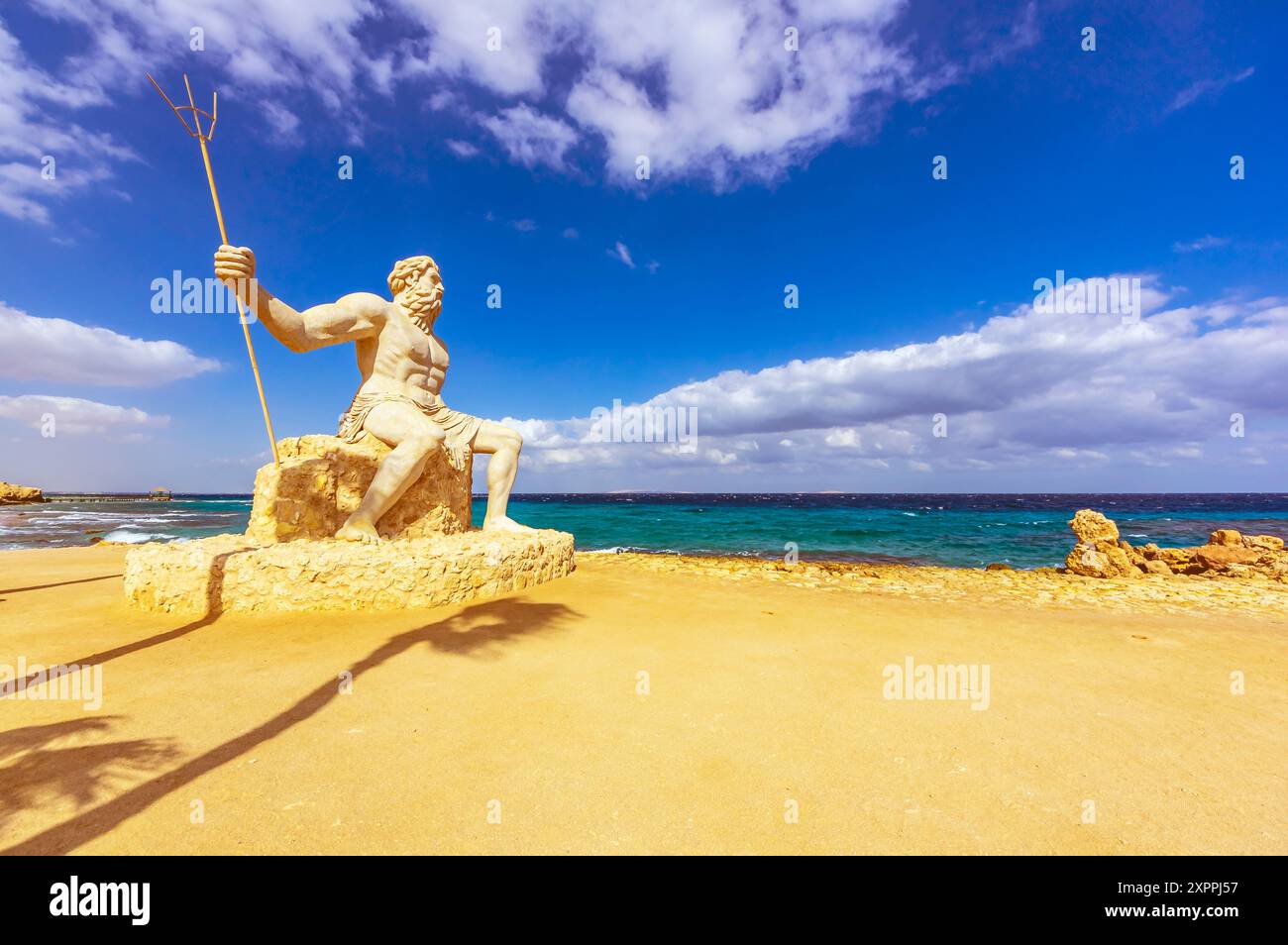 Beach section with Poseidon figure, at Sahl Hashish near Hurghada ...