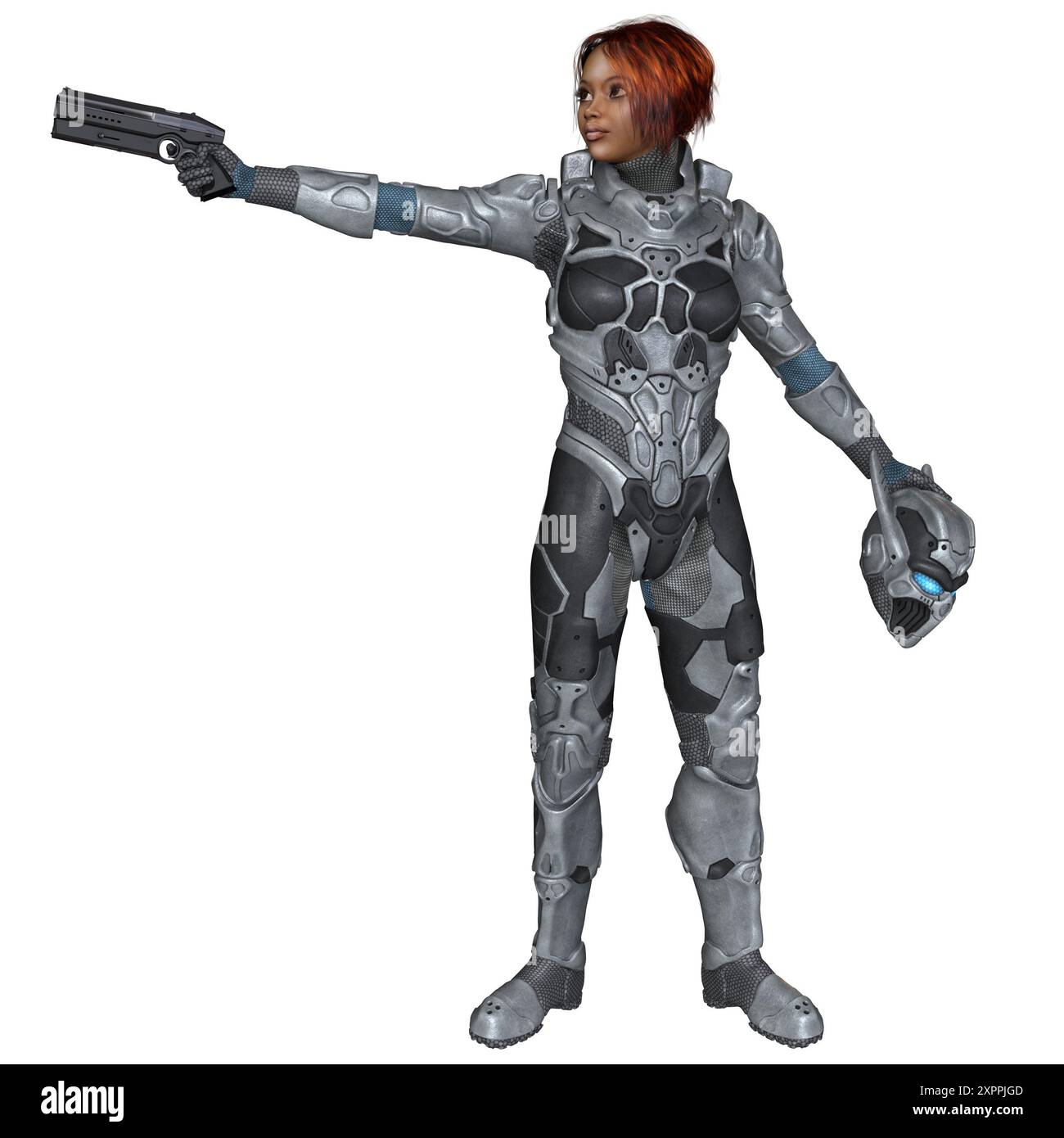 Future Soldier, Black Female with Red Hair, Sideways Shot Stock Photo ...
