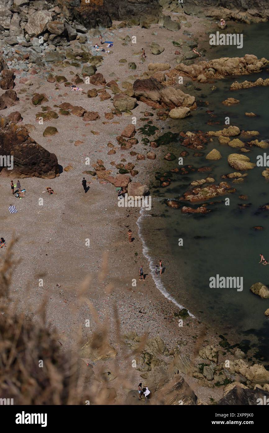 A birdview shot of Ireland's Howth beautiful rocky beach Stock Photo ...
