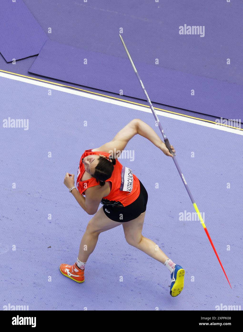 Haruka Kitaguchi of Japan competes in the women's javelin throw ...