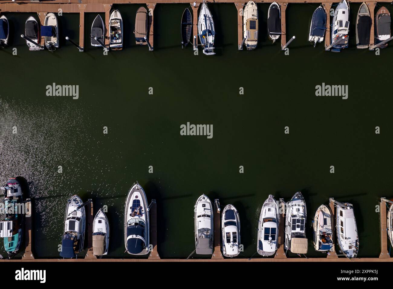 Aerial top down view of Noorderhaven recreational port with ...