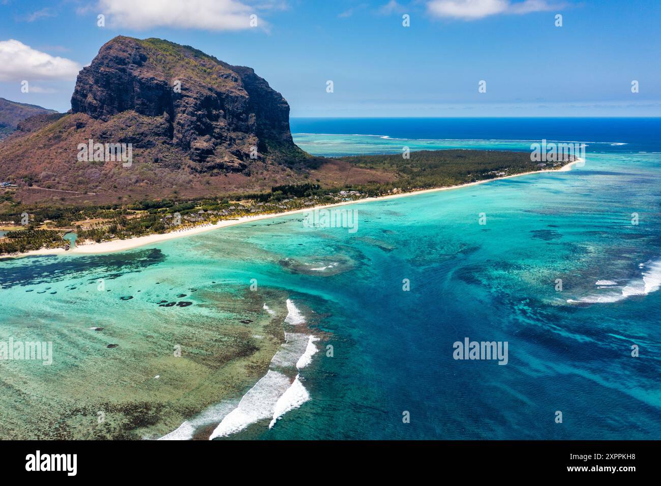 Aerial view of Mauritius island panorama and famous Le Morne Brabant ...