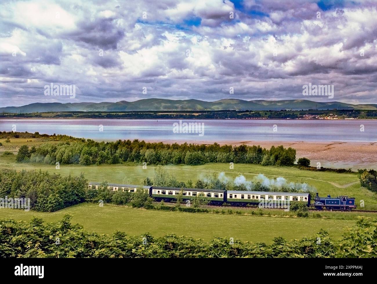 Caledonian Railway 0-4-4T No 419 runs along Bo'ness foreshore. The S.R ...