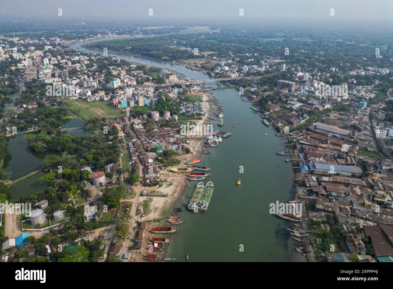 Aerial view of Dakatiya river and town, Chandpur, Chandpur district, Bangladesh, Asia Stock ...