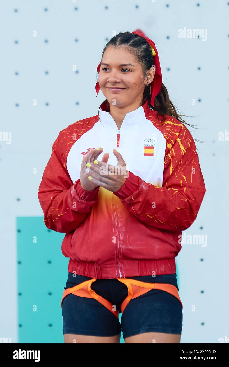 Leslie Adriana Romero Perez of Team Spain gestures ahead of the Women's ...