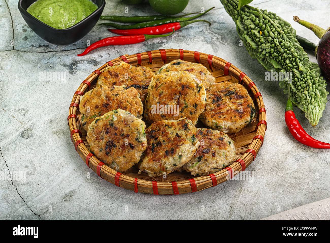 Indian style - chicken kebab minced meat with herbs Stock Photo - Alamy