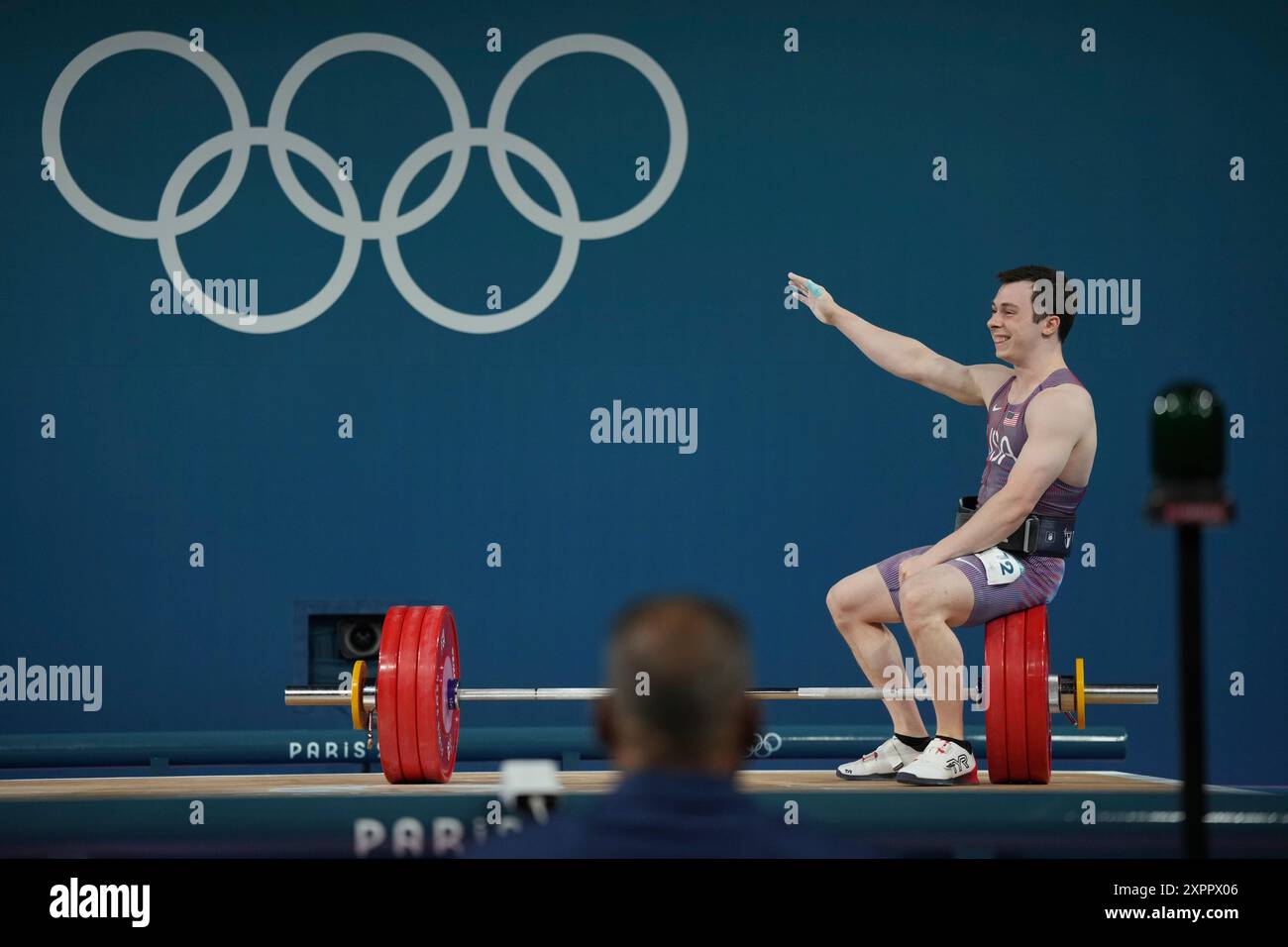 Hampton Morris of the United States reacts after finishing in the third ...