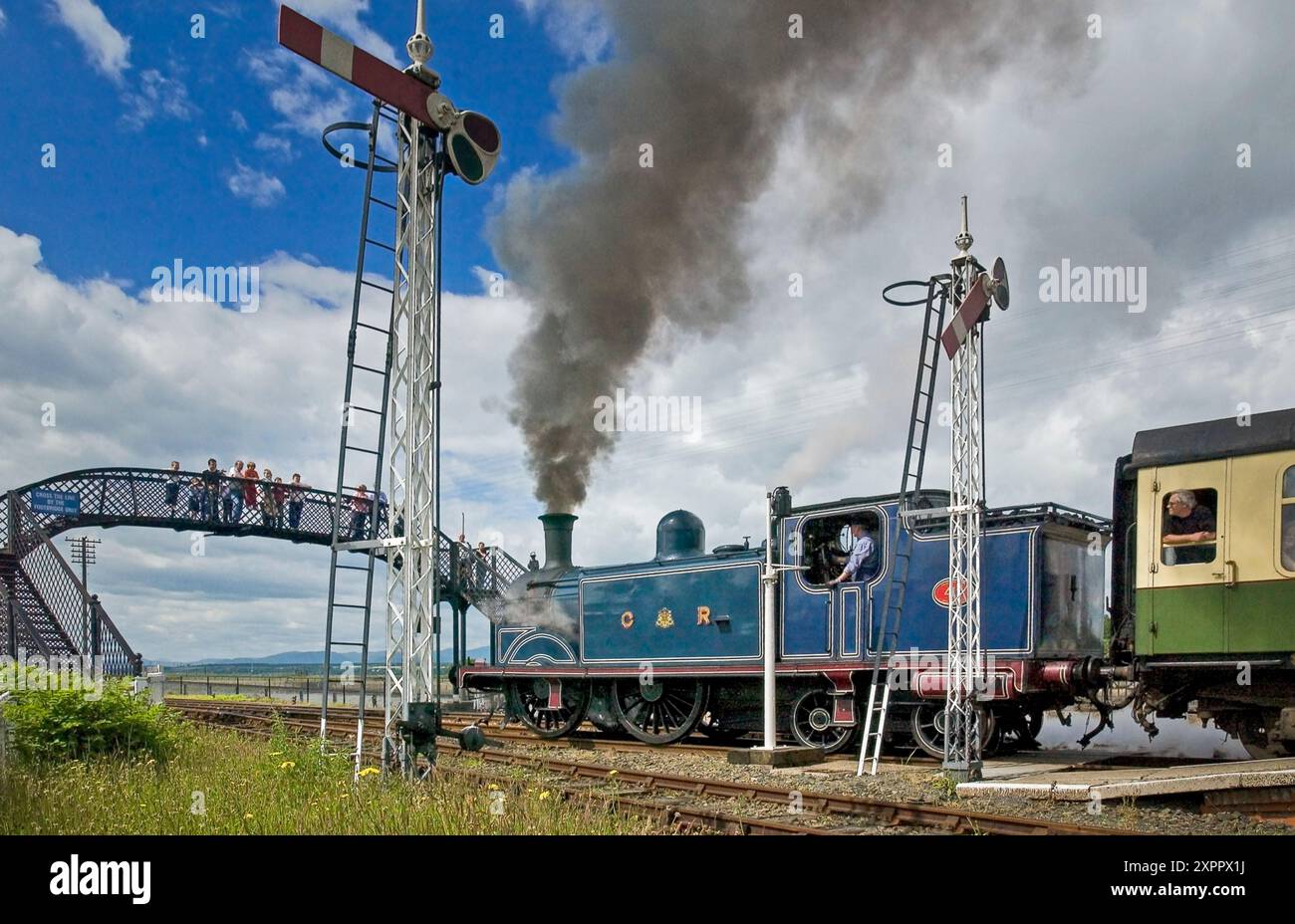 Caledonian Railway 0-4-4T No 419 runs along Bo'ness foreshore. The S.R ...