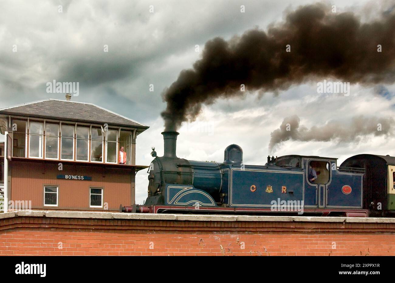 Caledonian Railway 0-4-4T No 419 runs along Bo'ness foreshore. The S.R ...