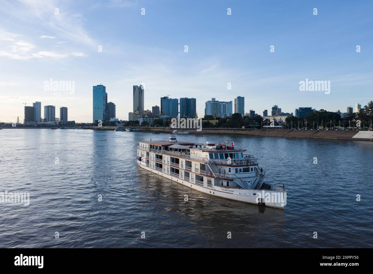 Aerial view of river cruise ship The Jahan (Heritage Line) on the ...