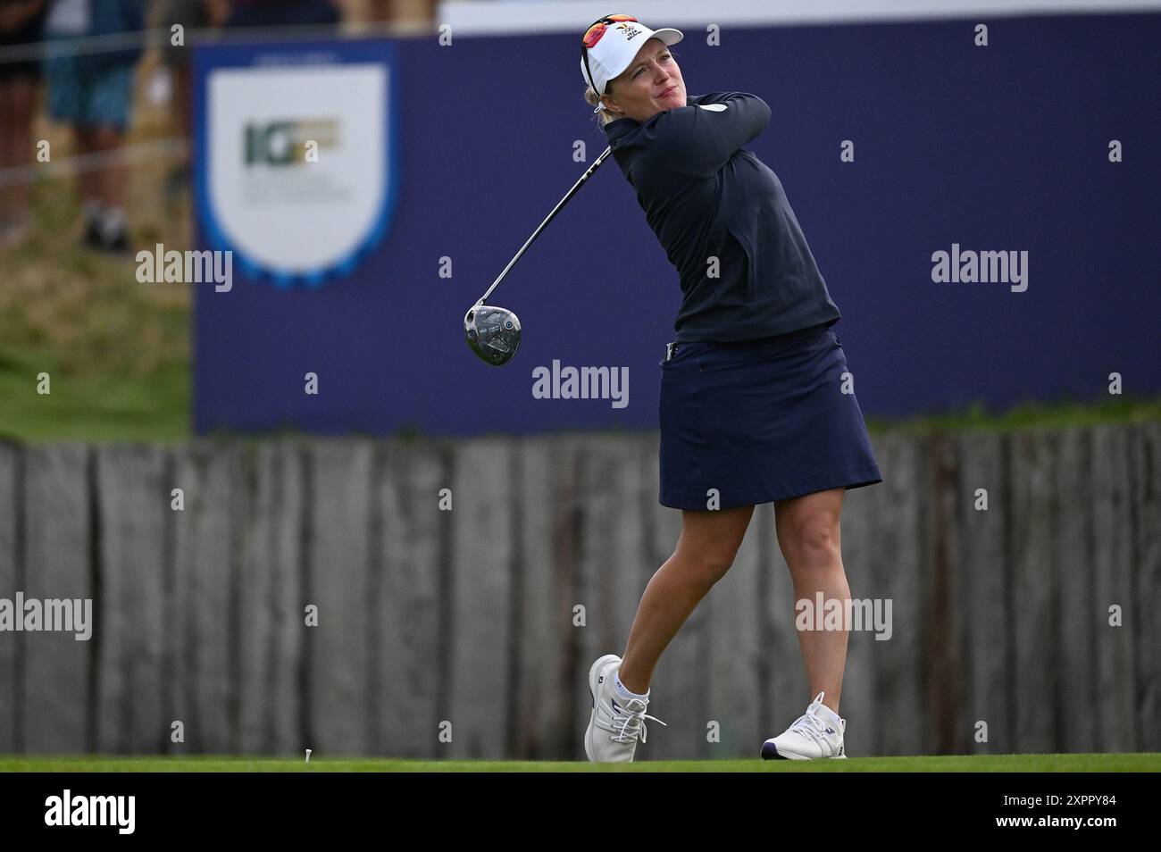 Paris, France. 07th Aug, 2024. Belgium's Manon de Roey tees off as she ...