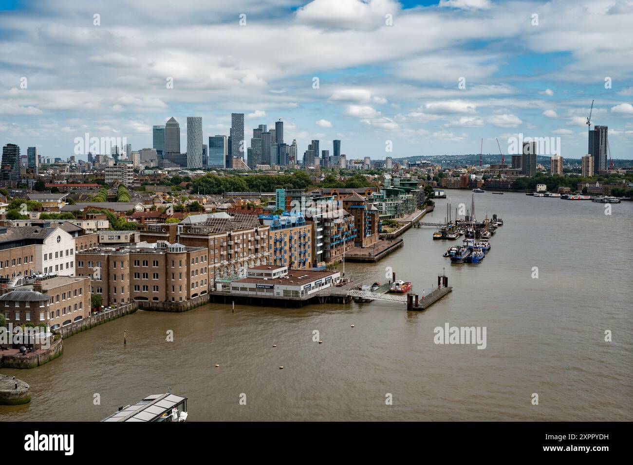 Tower Bridge view from Walkway Aug 2024 looking east towards canary ...