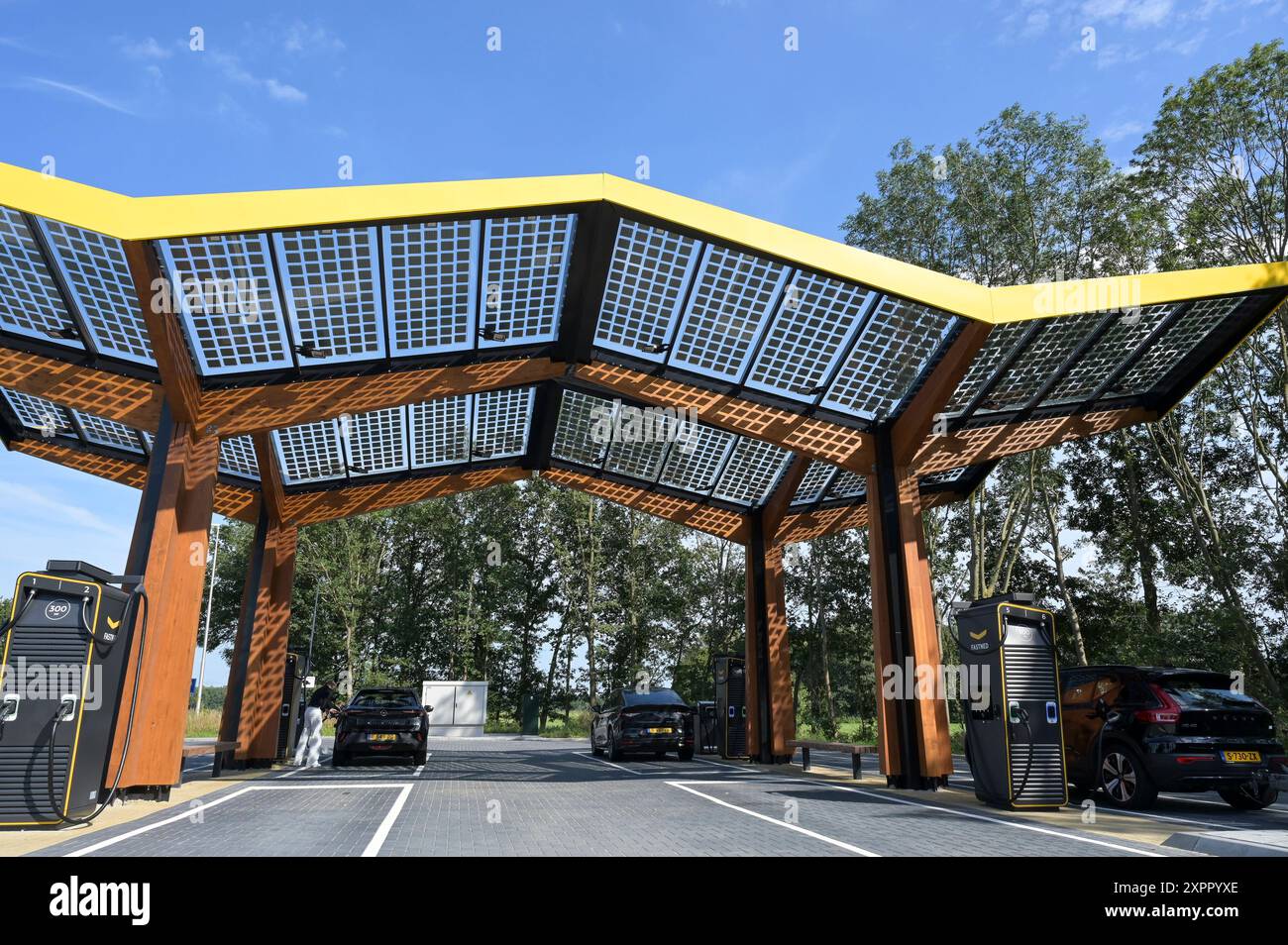 NETHERLANDS, Fastned quick recharge station for electric vehicle at ...