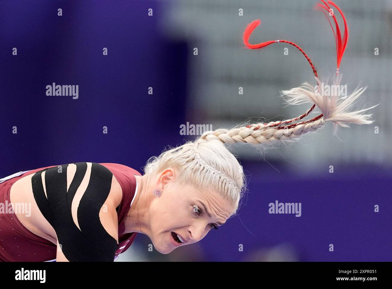 Lina Muze-Sirma, of Latvia, competes during the women's javelin throw ...