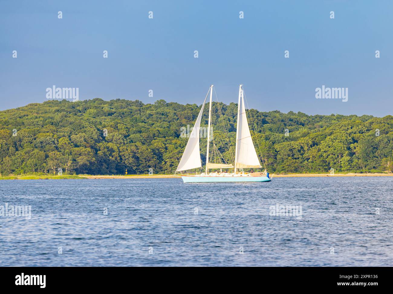 large sail boat sailing off shelter island, ny Stock Photo - Alamy