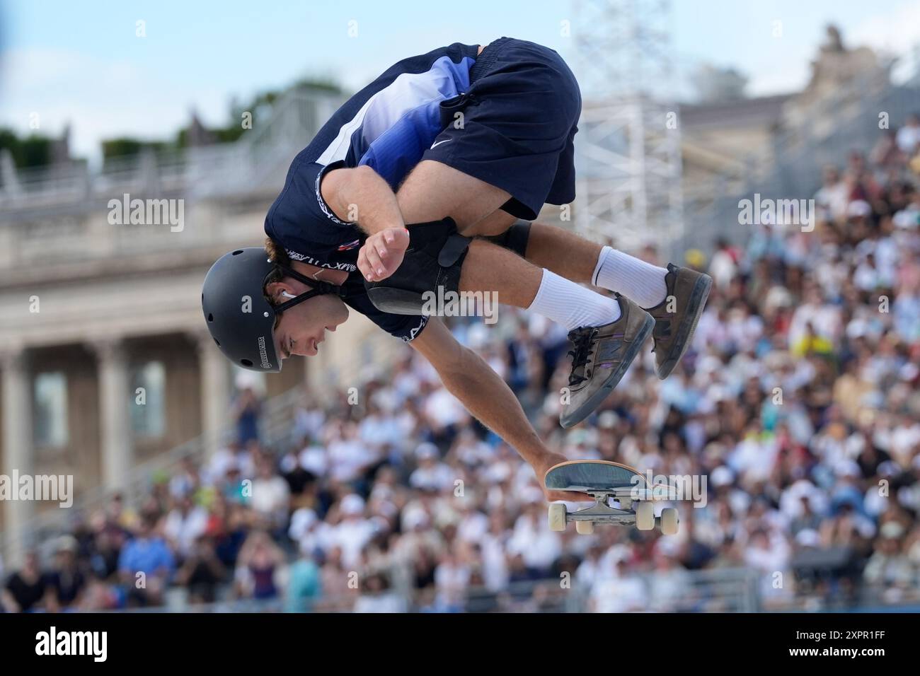 Tom Schaar of the United States competes during the men's skateboarding ...