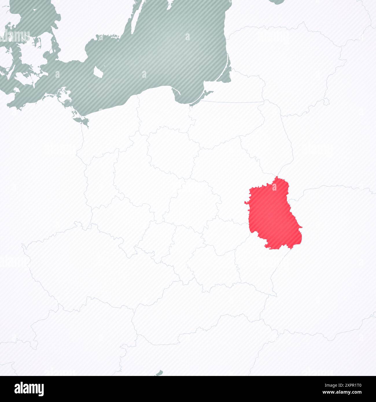 Lublin on the map of Poland with softly striped vintage background ...