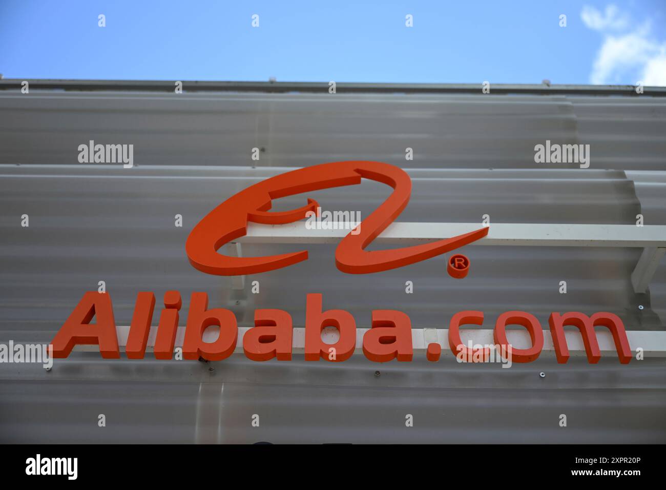 Alibaba's logo and the Olympic Rings are pictured in Paris, France, on ...