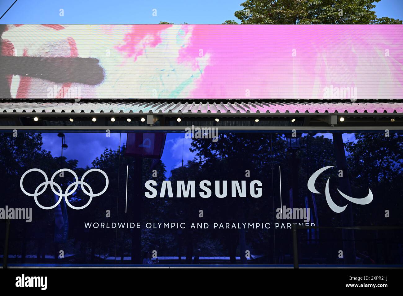 Samsung's logo is pictured with the Olympic Rings and the Paralympic ...