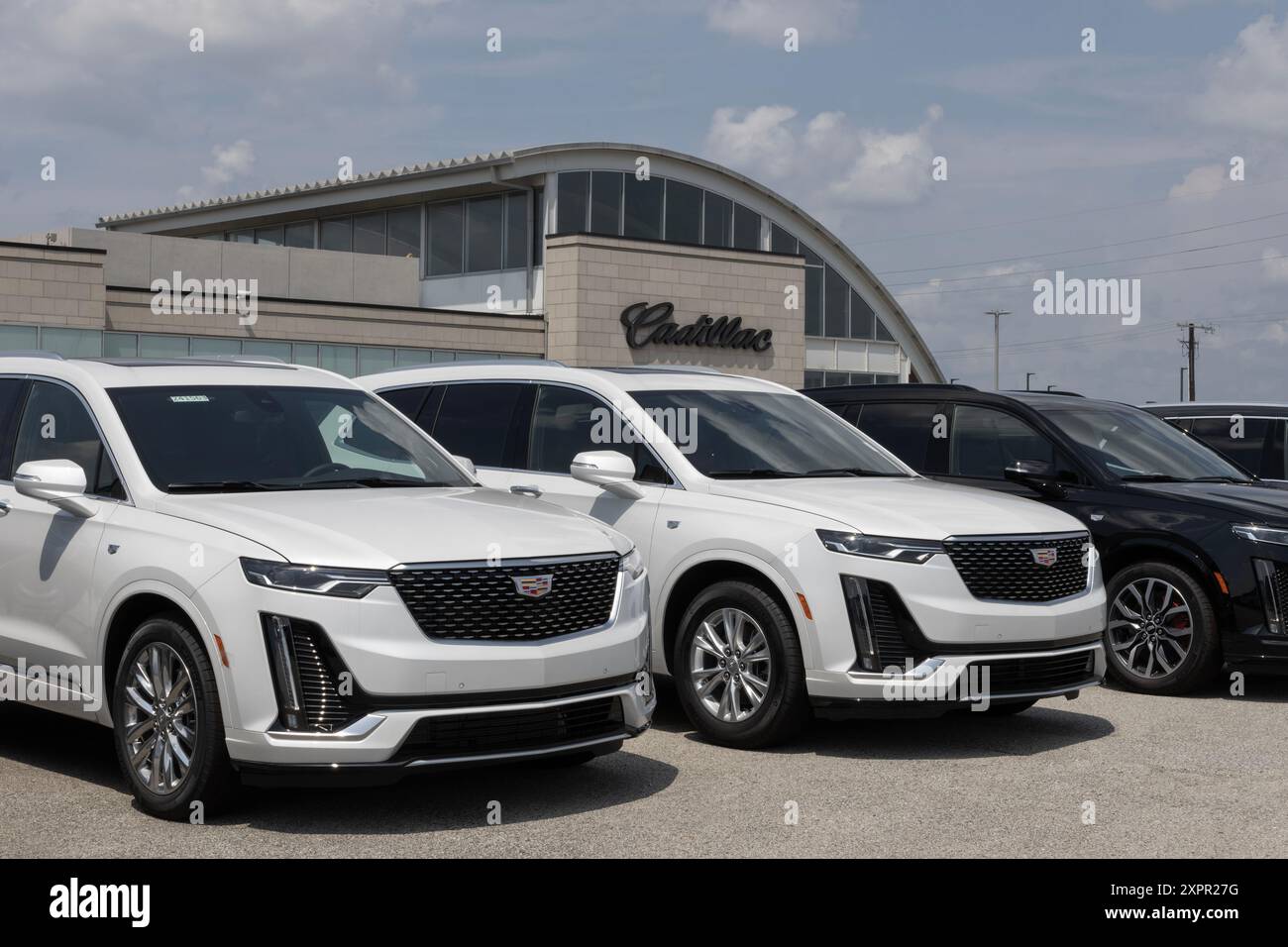 Fishers - August 4, 2024: Cadillac dealership. Cadillac offers the Escalade, CT5, LYRIQ, XT4 ...