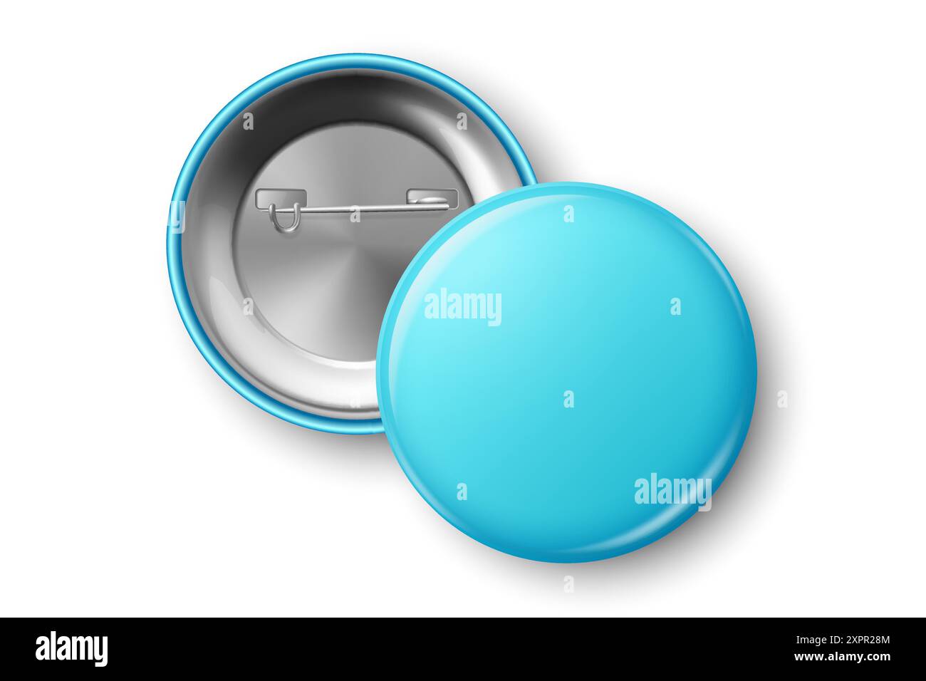 Vector 3d Realistic Blue Blank Round Button Badge Closeup, Isolated. ID ...
