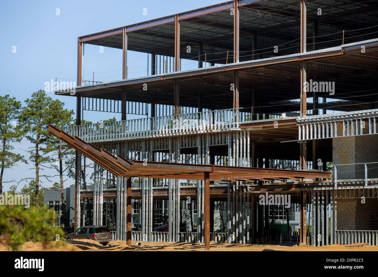 Installation steel frame structure frame is under construction Stock ...