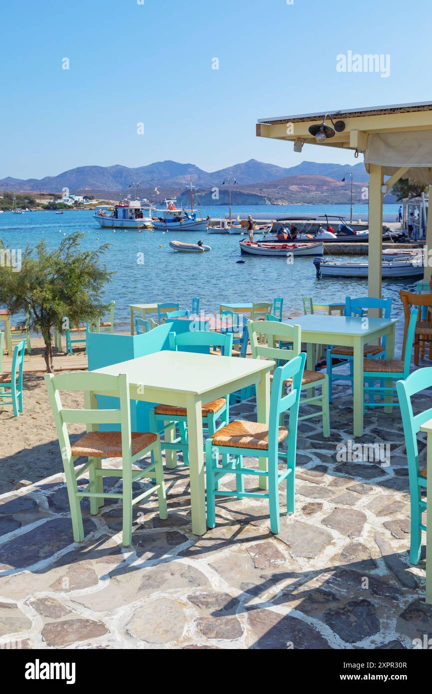 Waterfront restaurant, Pollonia, Milos Island, Cyclades Islands, Greece ...