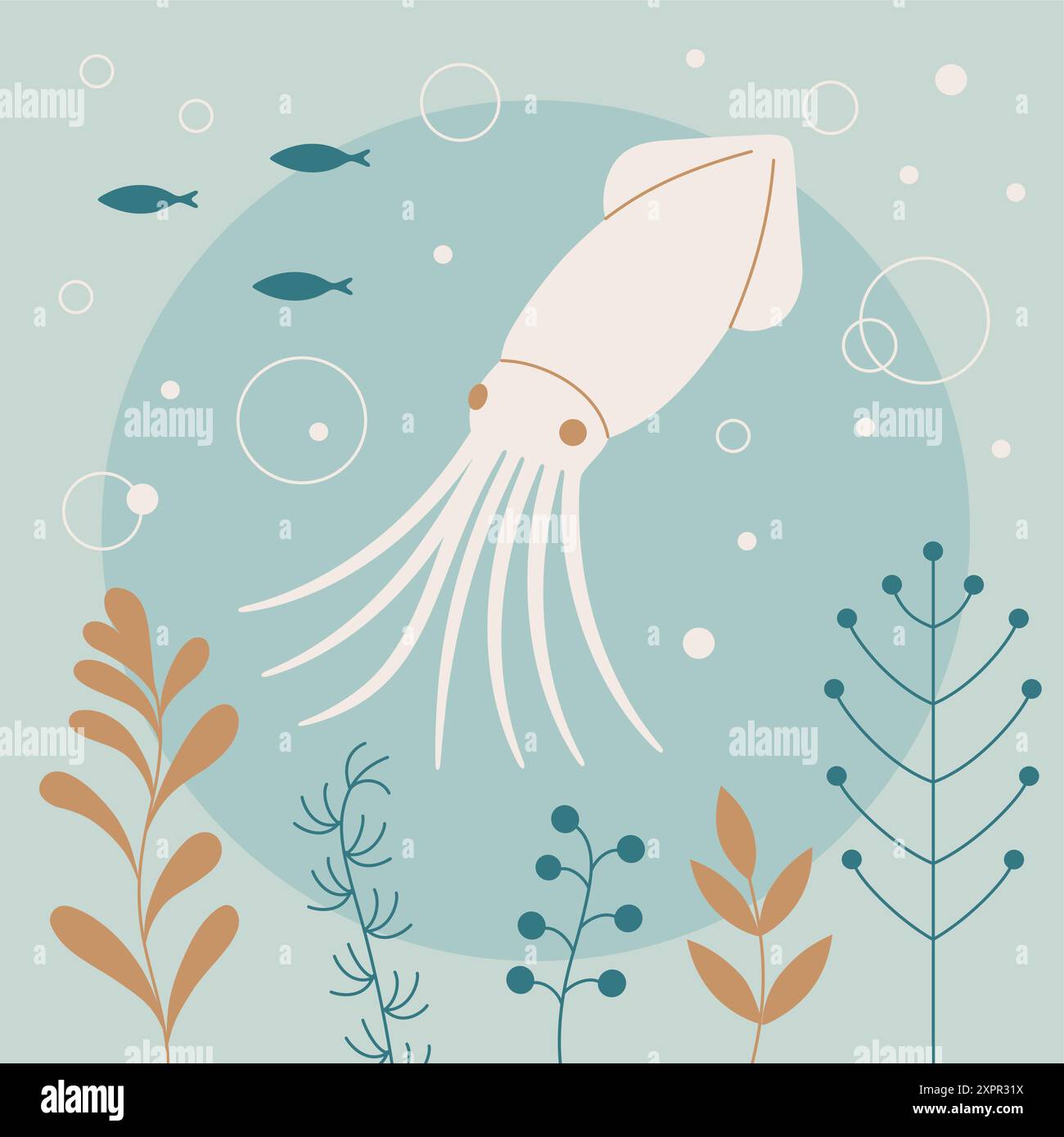 A flat art vector illustration featuring a squid Stock Vector Image & Art - Alamy