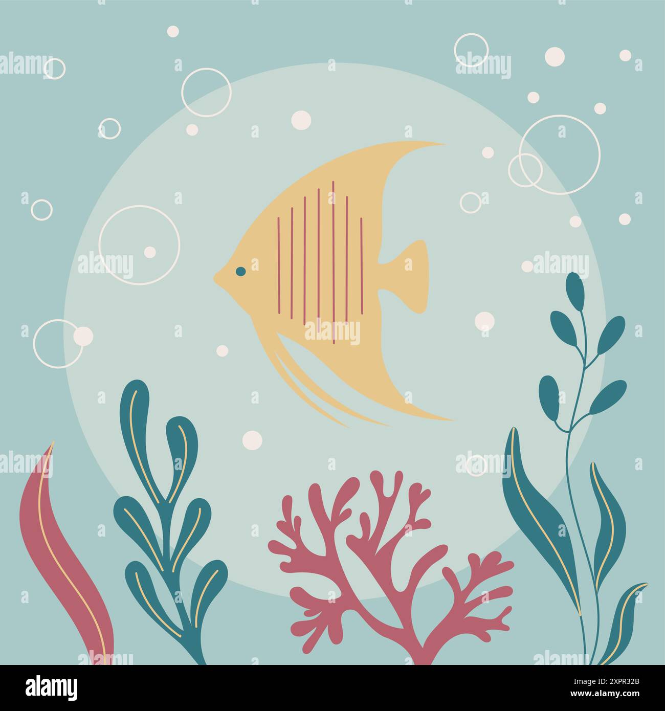 A flat art vector illustration featuring an angelfish Stock Vector ...
