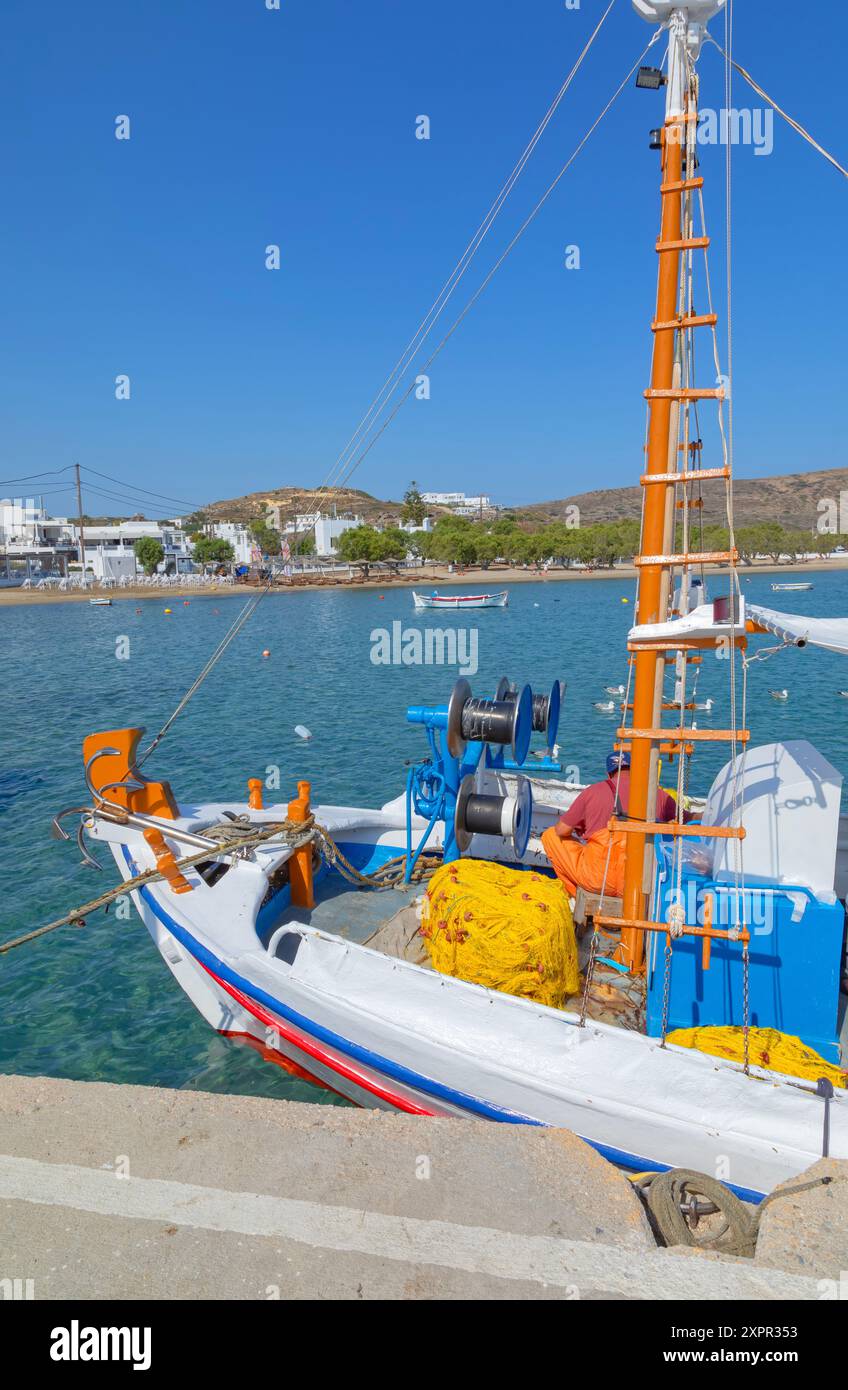 Fishing boat, Pollonia, Milos Island, Cyclades Islands, Greece Stock ...