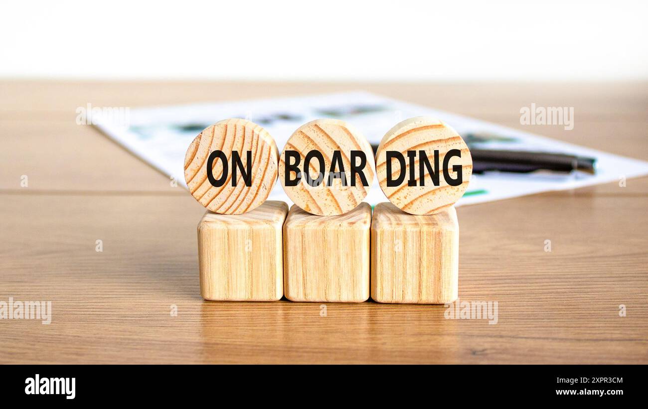 Onboarding success symbol. Concept word Onboarding on wooden circles ...