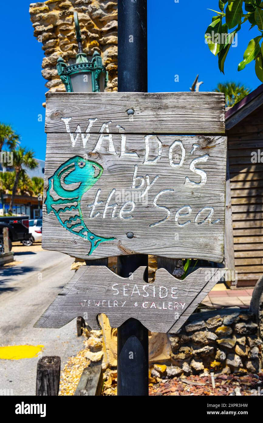 Sign for Waldo's by the Sea restaurant at the Historic Driftwood Resort ...
