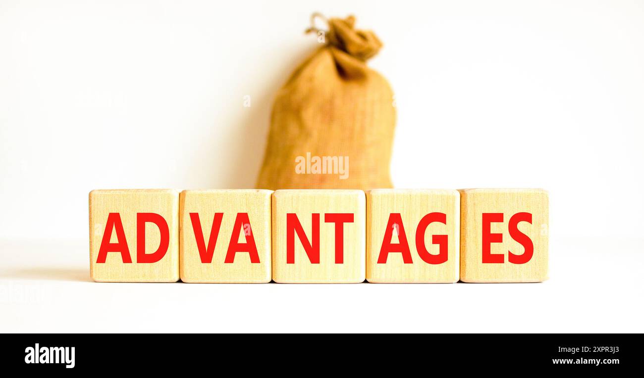 Advantages symbol. Concept word Advantages on beautiful wooden blocks ...