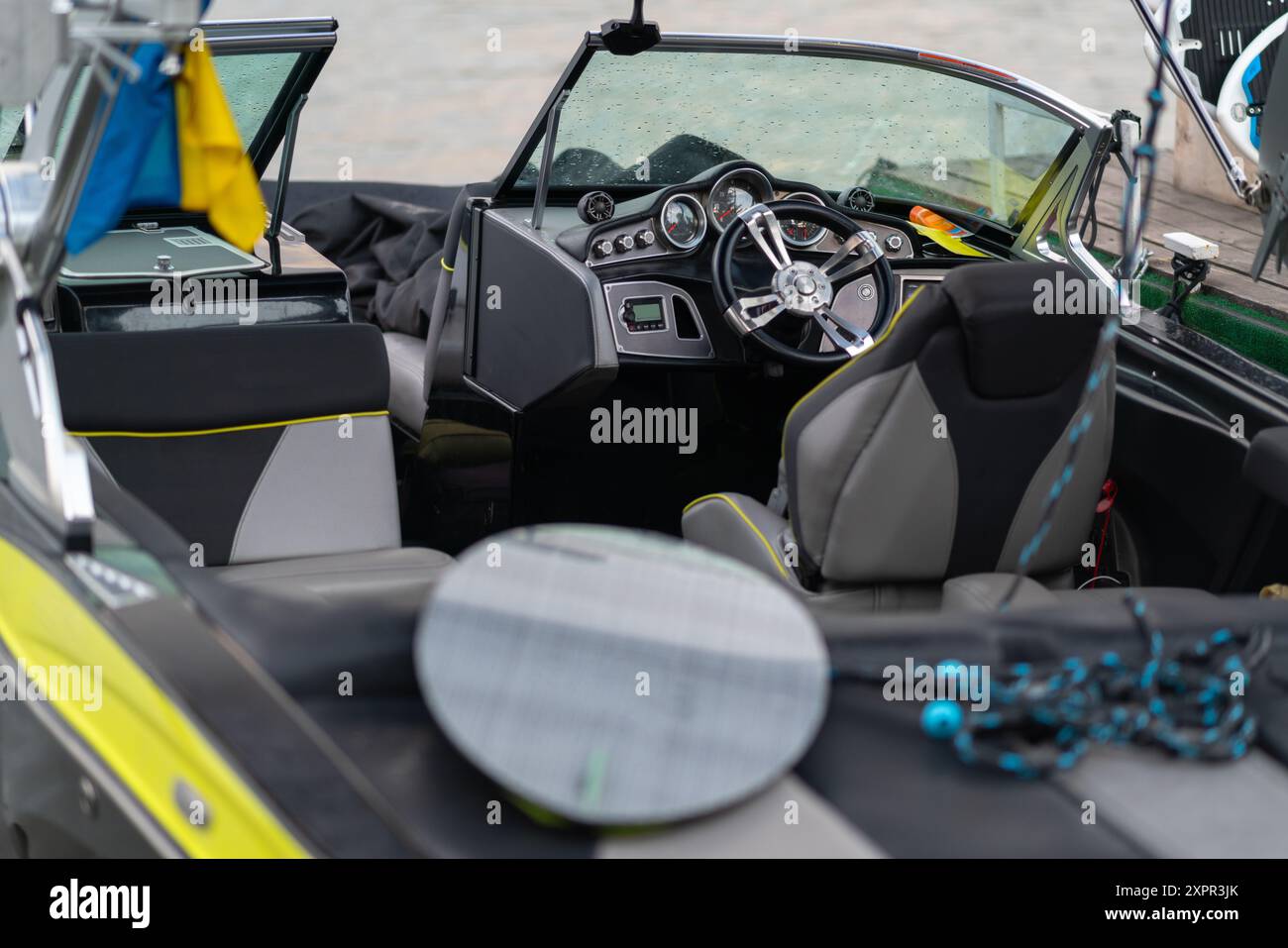 The helmsman's position and the boat's instrument panel Stock Photo - Alamy