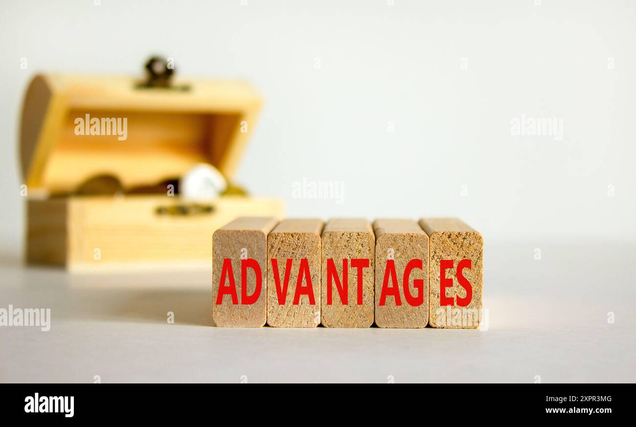 Advantages symbol. Concept word Advantages on beautiful wooden blocks ...