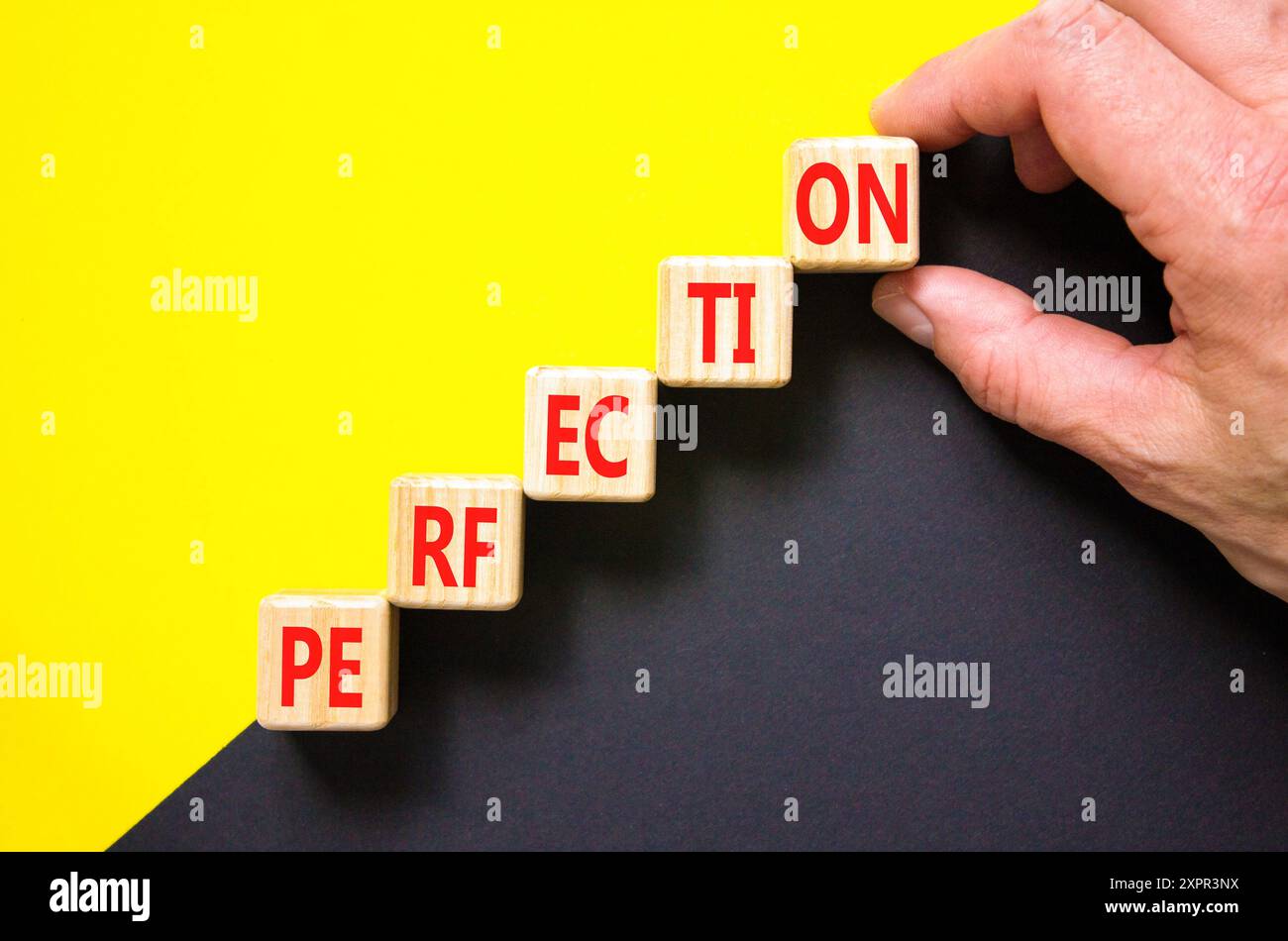 Perfection symbol. Concept word Perfection on beautiful wooden cubes ...