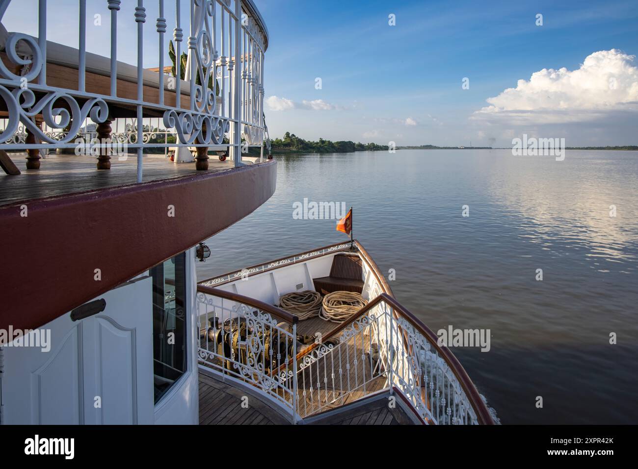 Railing and bow of the river cruise ship The Jahan (Heritage Line) on ...