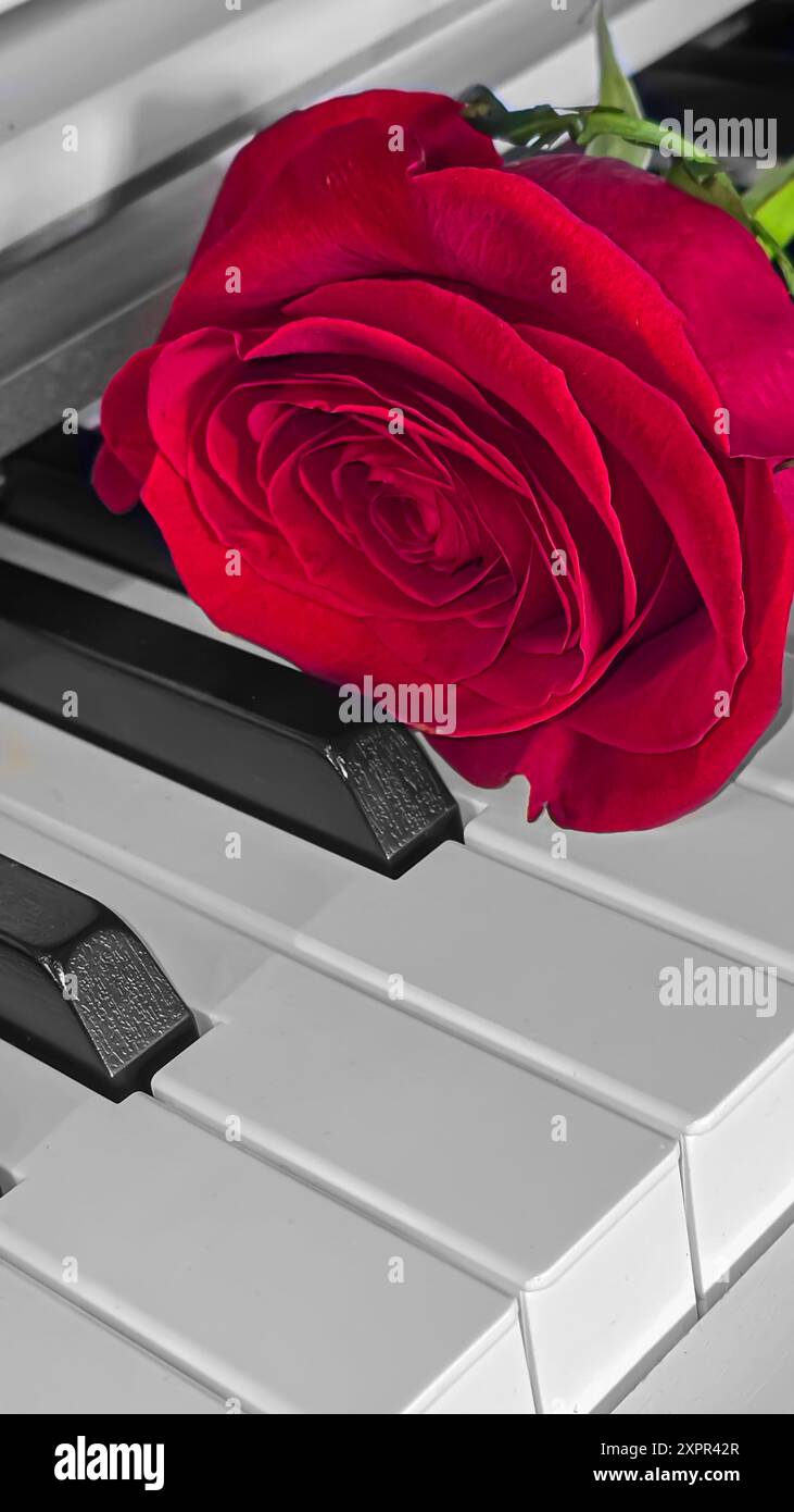 Big red rose lies on hi-res stock photography and images - Alamy