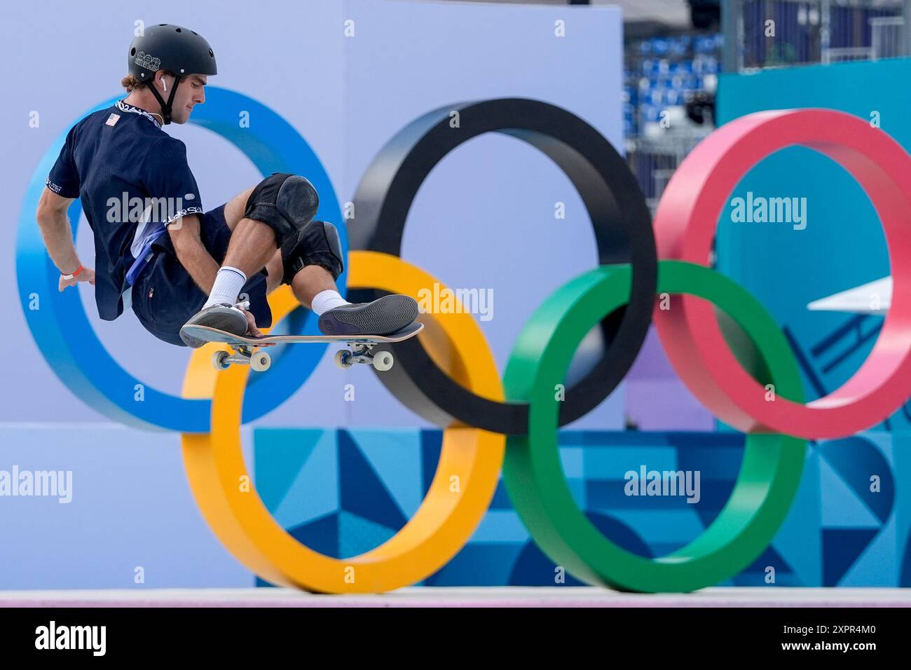 Tom Schaar of the United States competes during the men's skateboarding ...