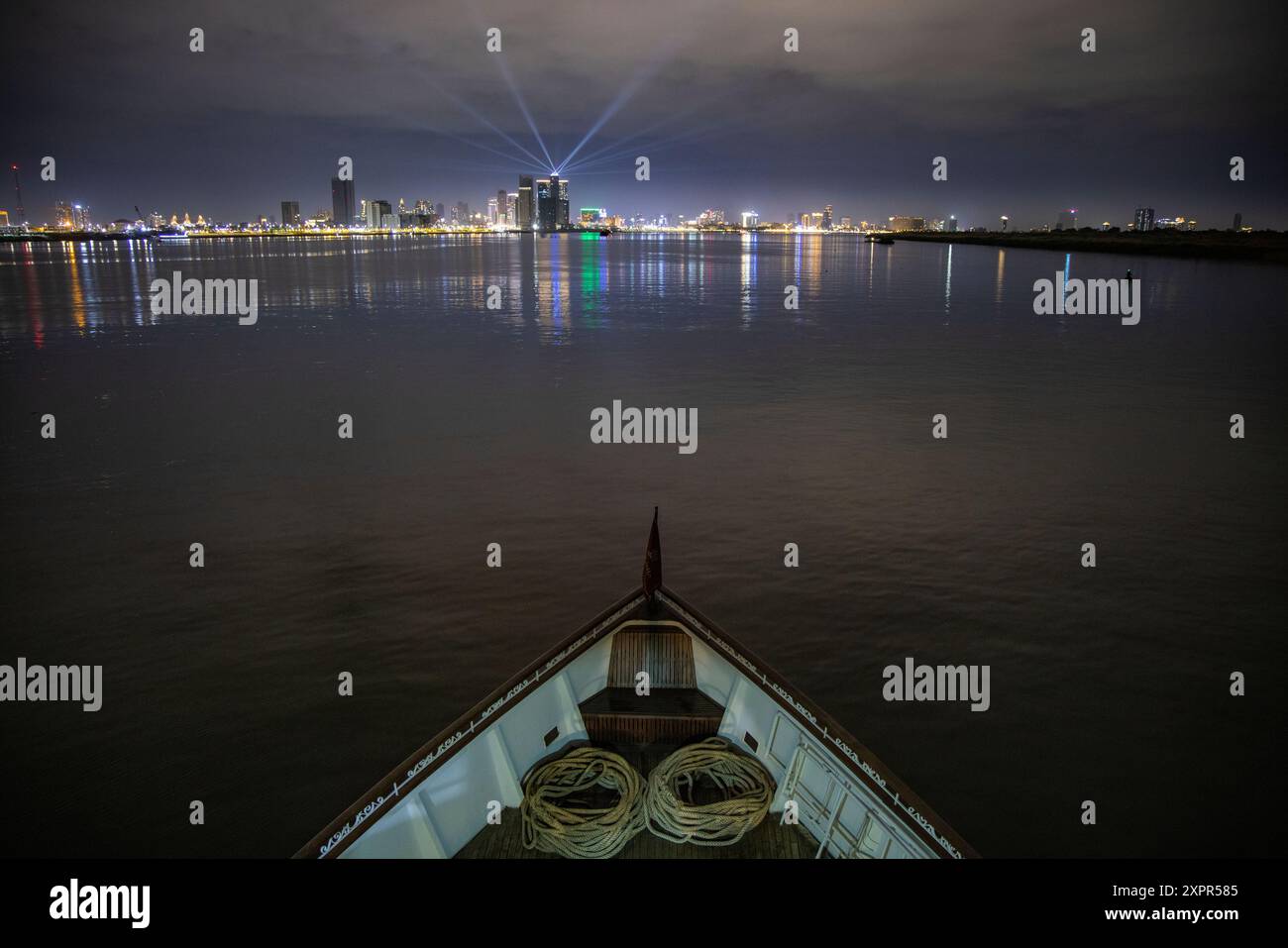 Bow of the river cruise ship The Jahan (Heritage Line) on the Mekong ...