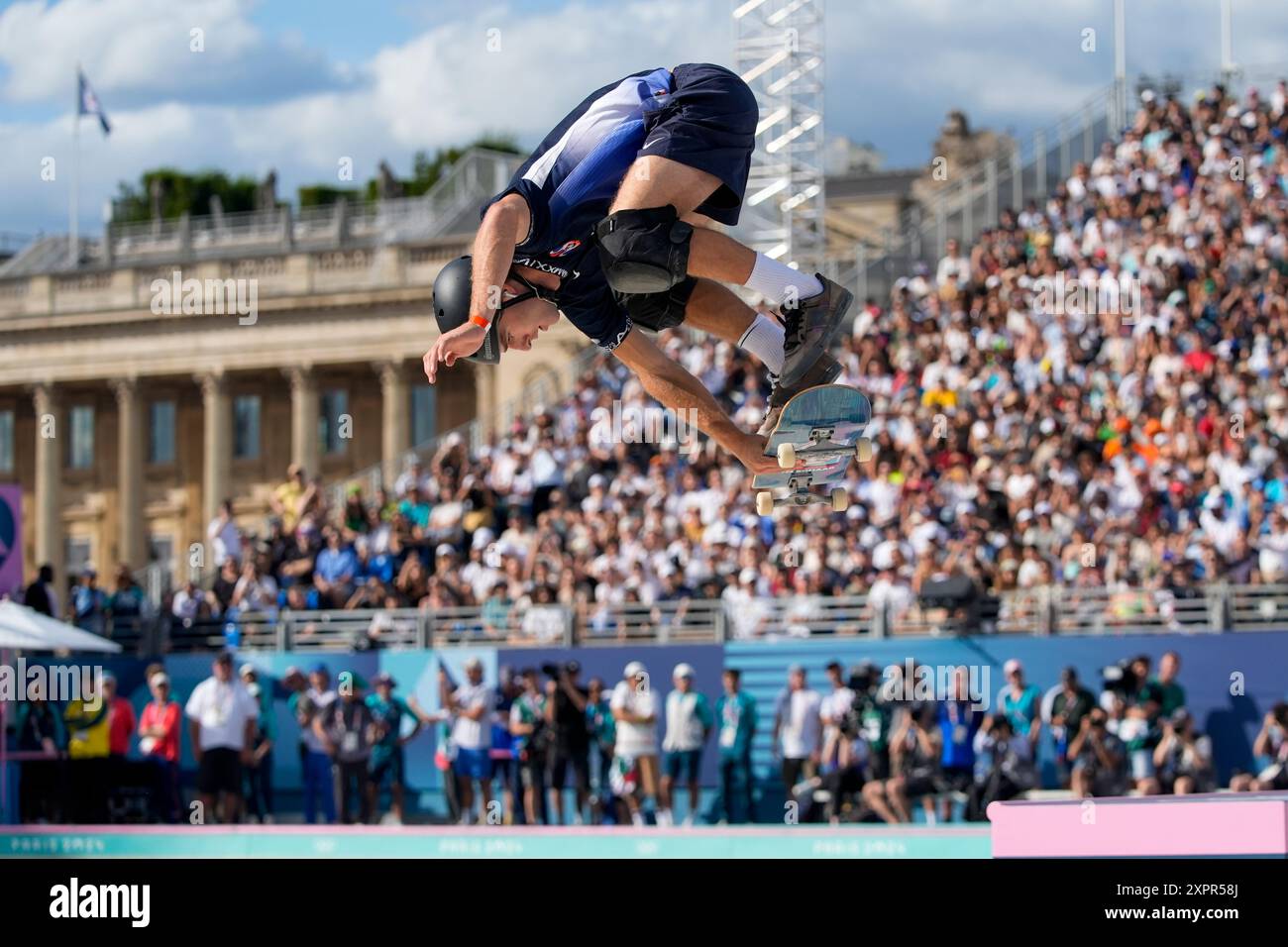 Tom Schaar of the United States competes during the men's skateboarding ...